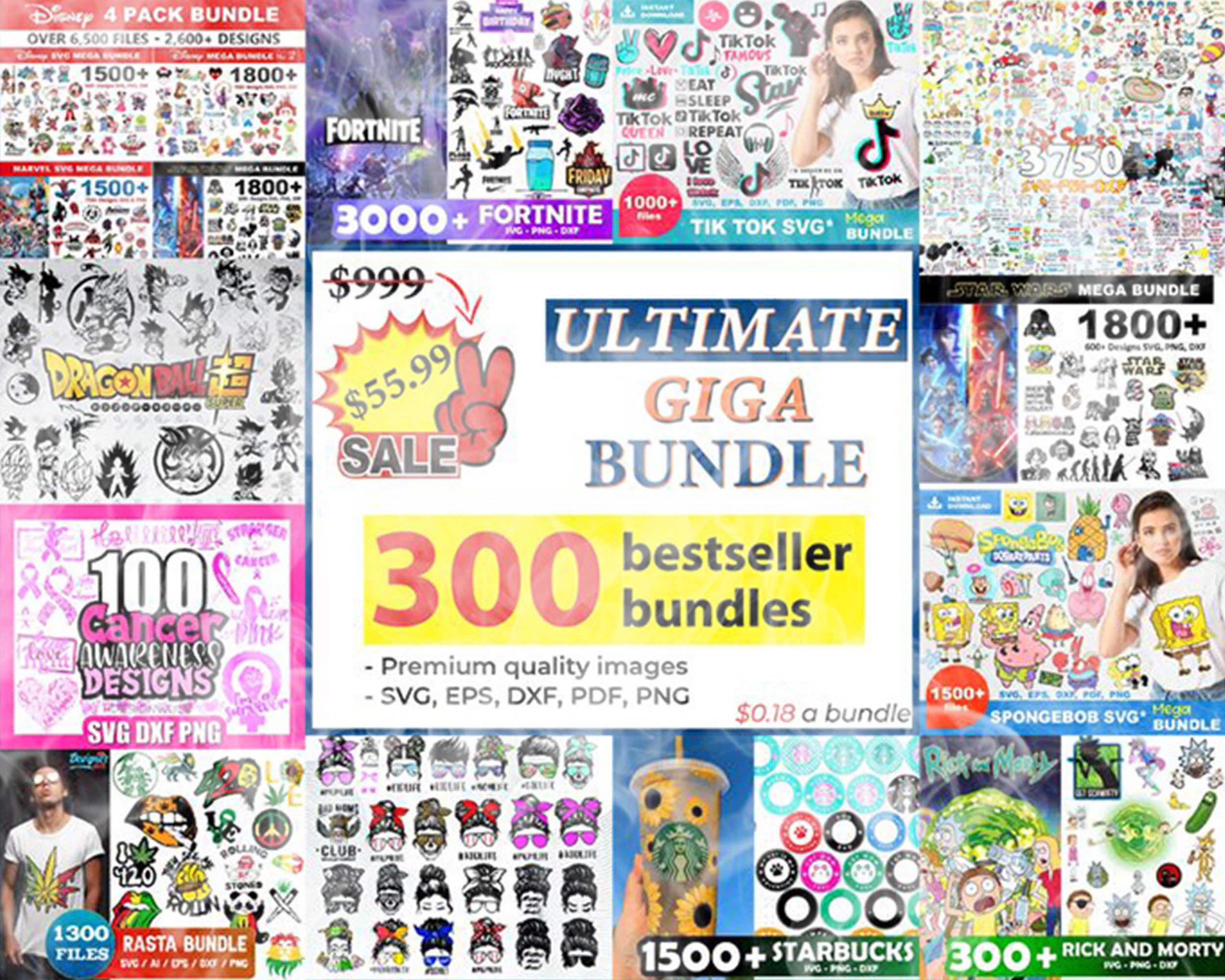 300 Ultimate Giga Bundle, mega Bundles svg , Digital Downloa | Inspire ...