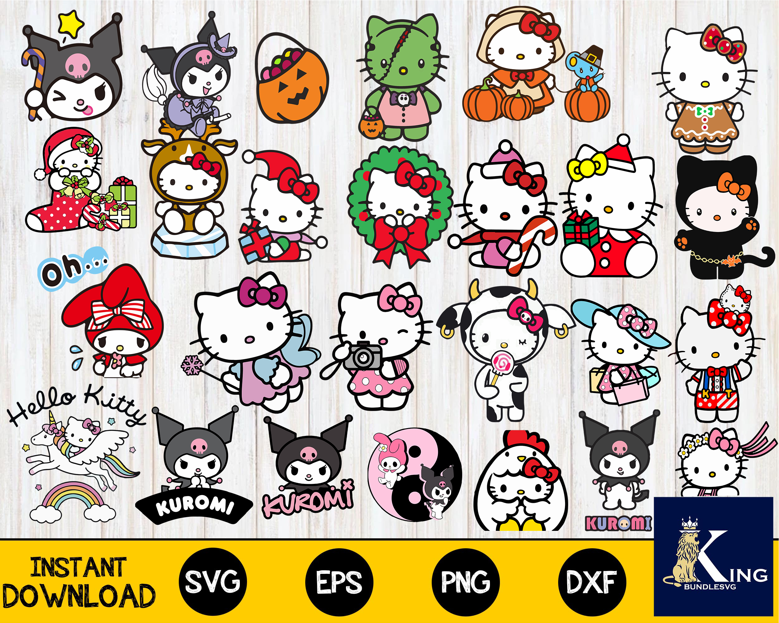 1800 file hello kitty bundle svg, Digital Download | Inspire Uplift
