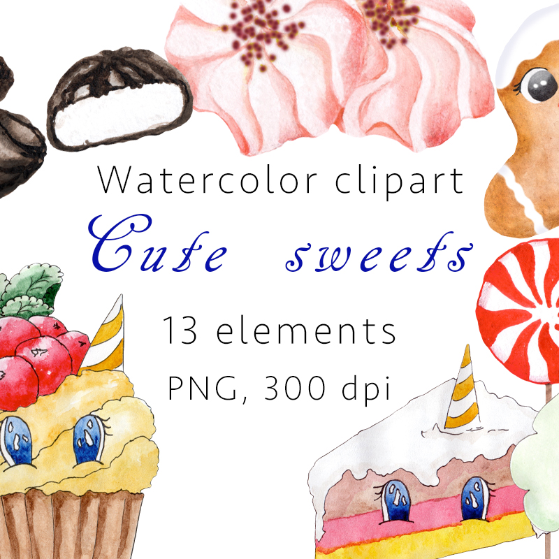 Cute sweets Watercolor clipart, PNG | Inspire Uplift