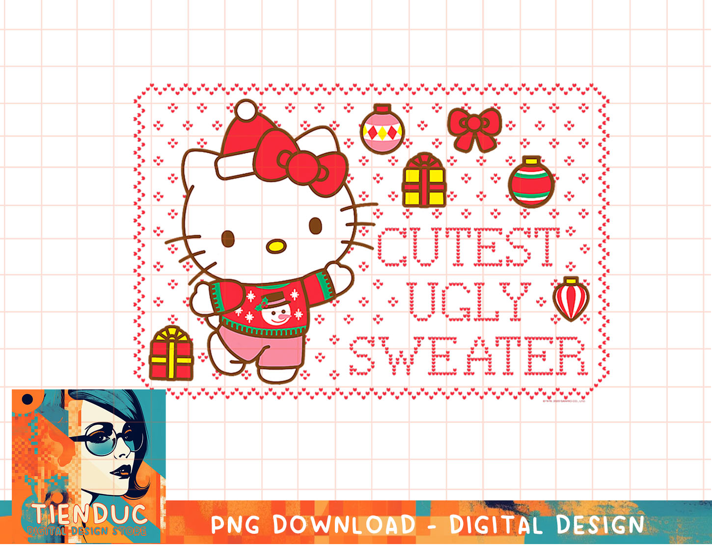 Hello Kitty Cutest Ugly Christmas Sweater T-Shirt copy png | Inspire Uplift