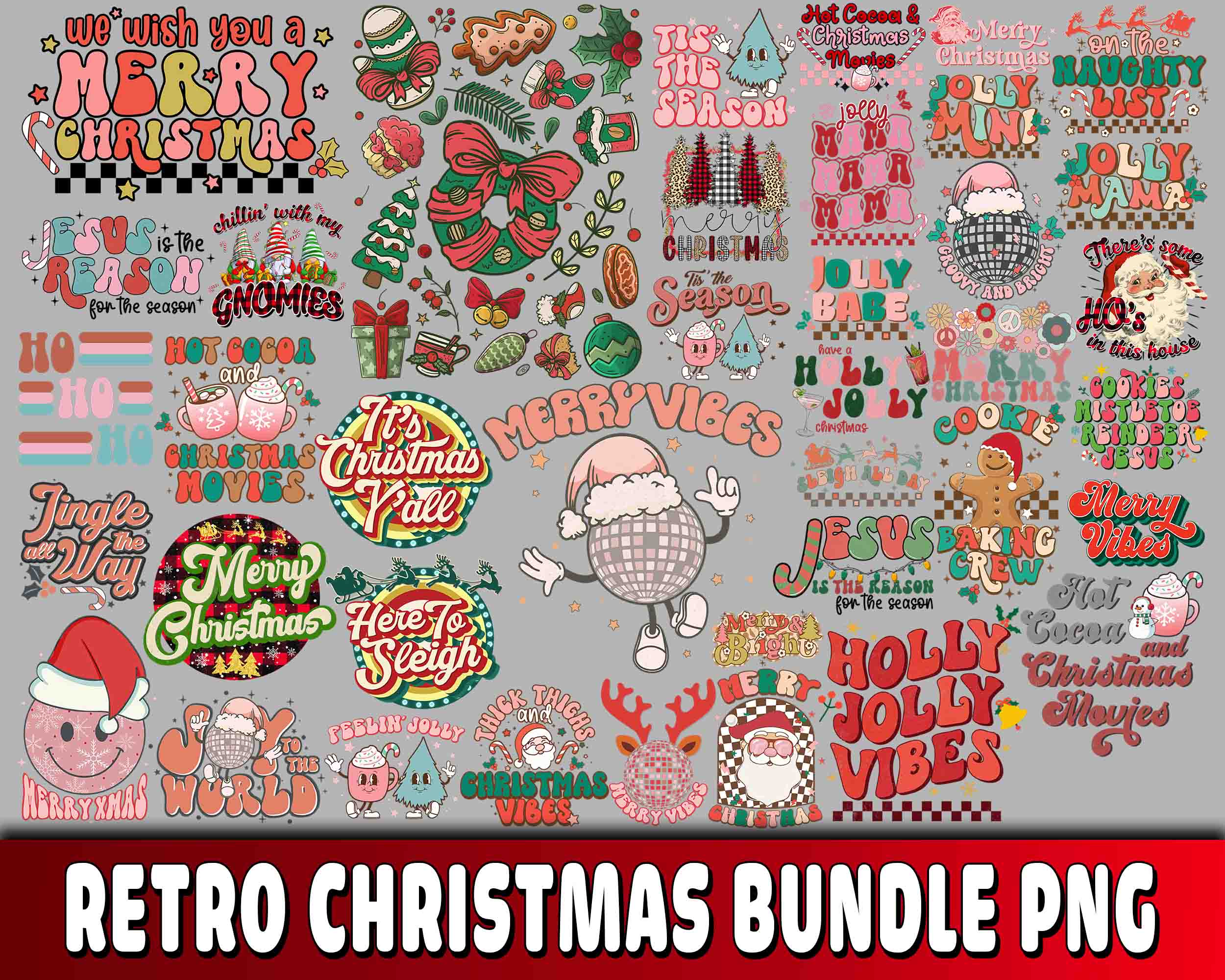 Retro christmas bundle svg,Retro christmas , Digital Downloa | Inspire ...