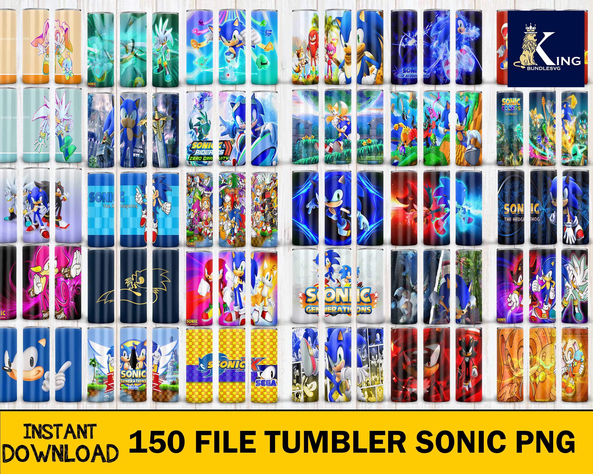 150 file tumbler Sonic Bundle PNG High Quality,, Digital Dow | Inspire Uplift