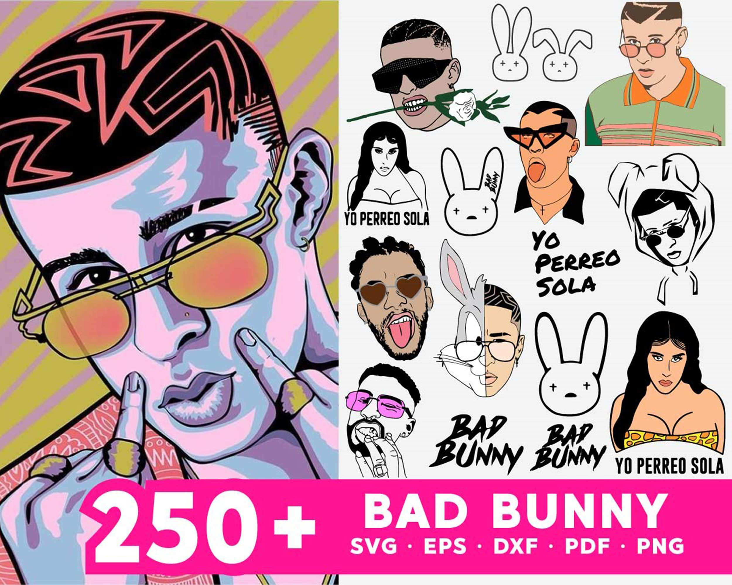 250 files Bad Bunny svg bundle , Digital Download | Inspire Uplift