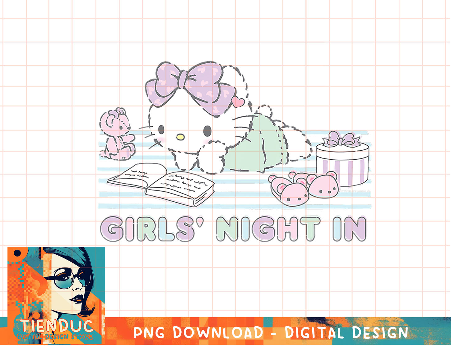 Hello Kitty Girls Night In Reading T-Shirt copy png - Inspire Uplift