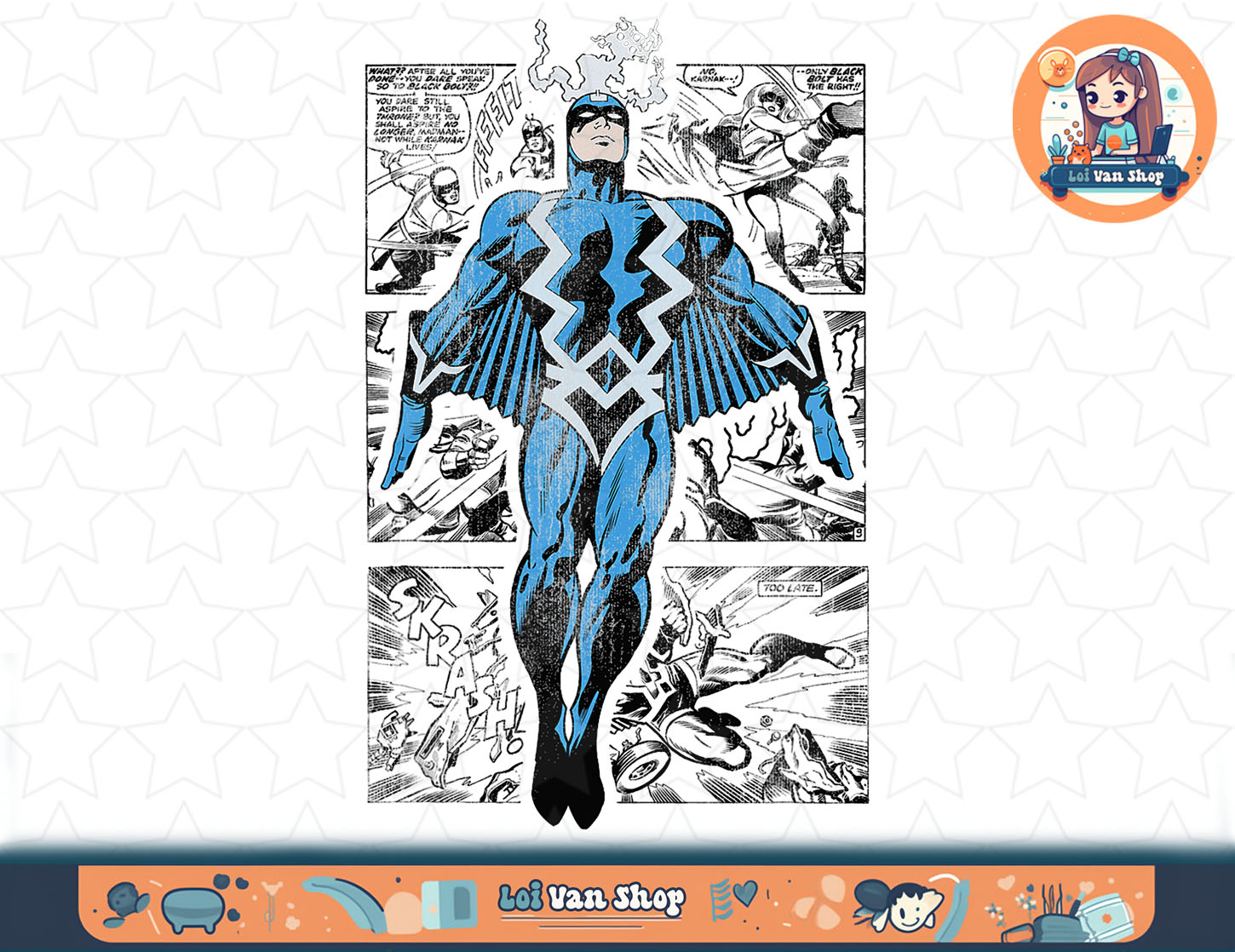 Marvel Inhumans Black Bolt Superhero Comic Panel Portrait T- | Inspire ...