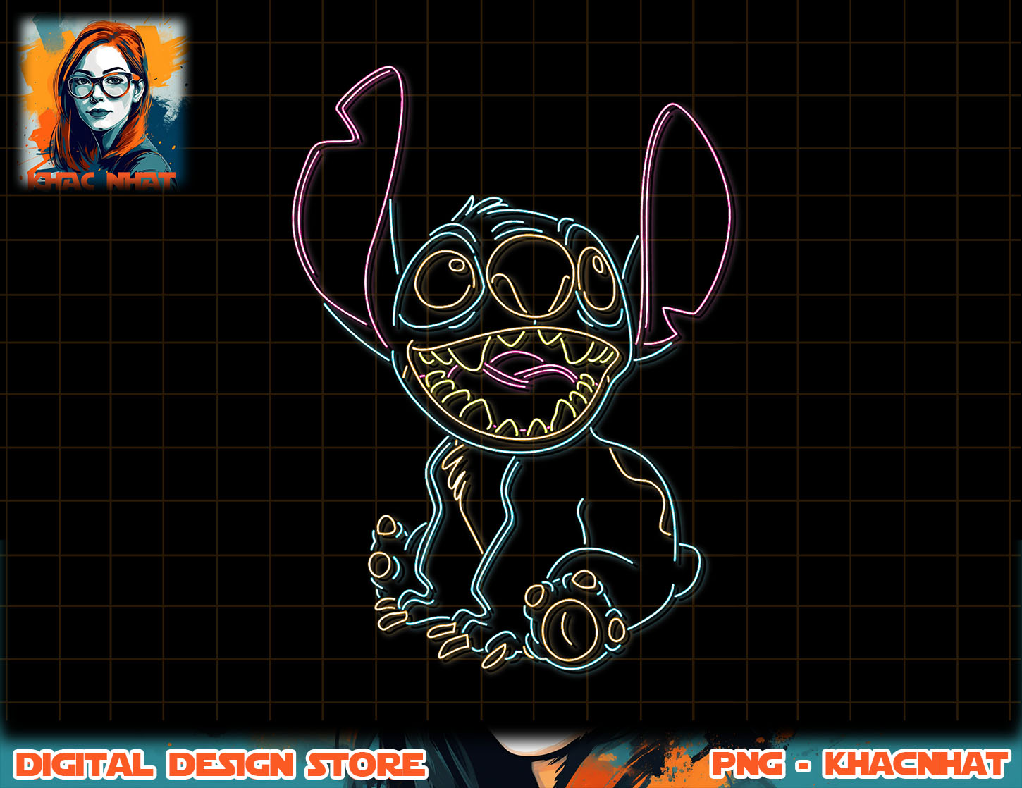 Disney Lilo & Stitch Neon Stitch Outline T-Shirt.pngDisney L | Inspire ...