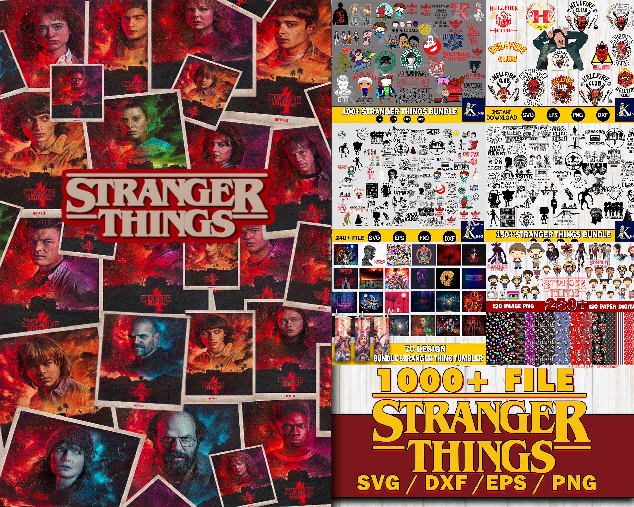 1000 file Stranger things bundle svg, Digital Download | Inspire Uplift