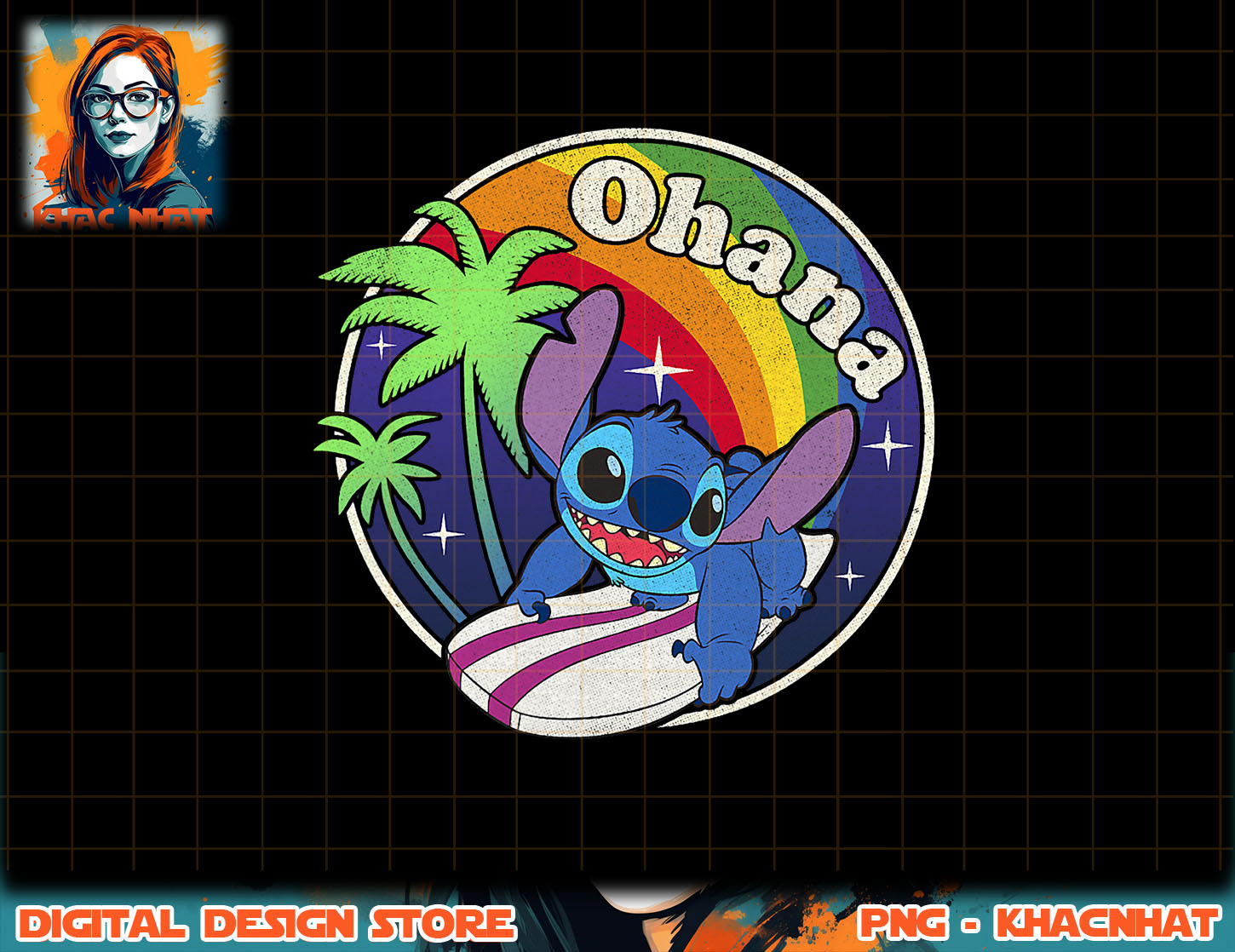 Disney Lilo & Stitch On A Surfboard Rainbow Waves T-Shirt co - Inspire ...