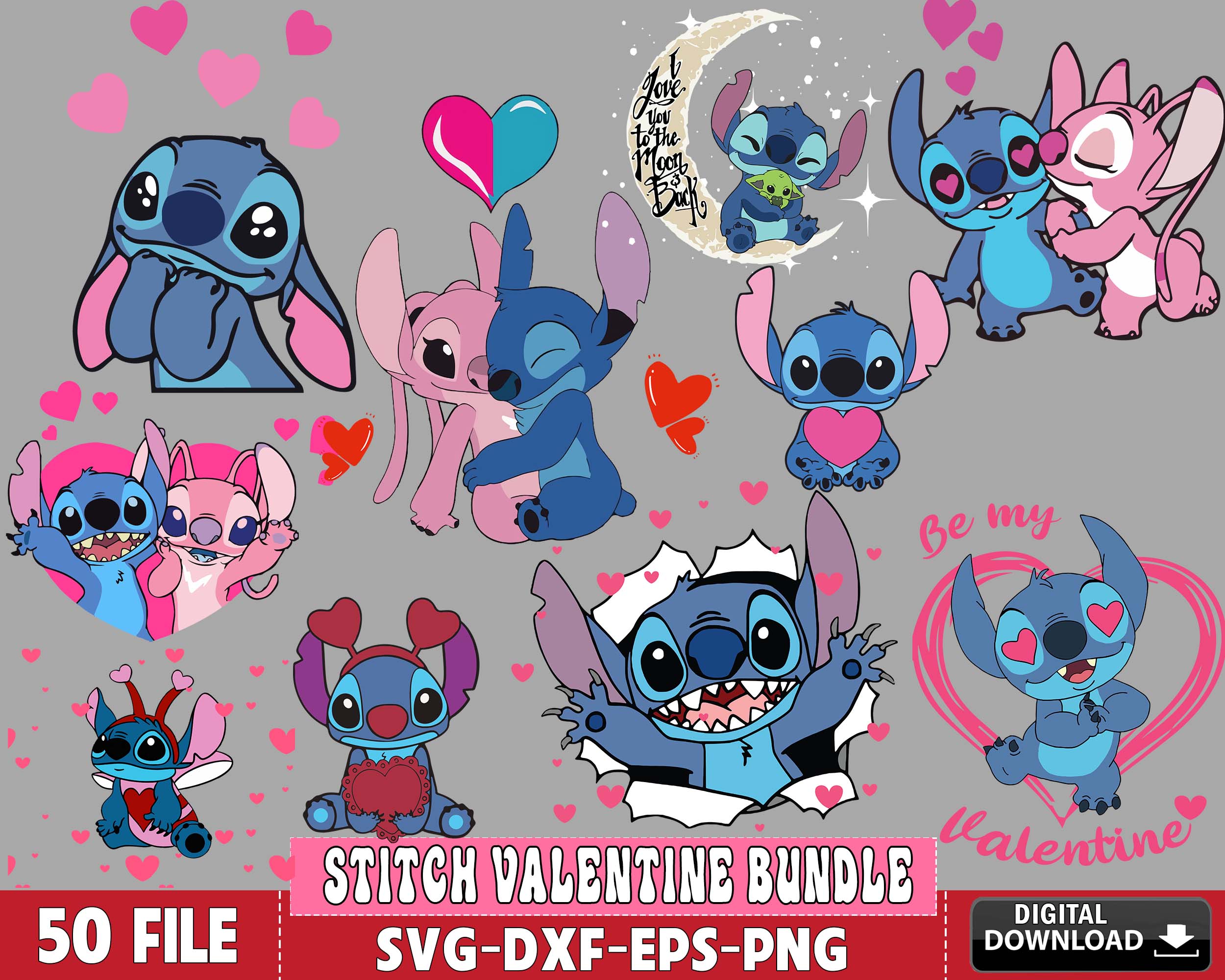 50 file STITCH valentine bundle svg, Digital Download | Inspire Uplift