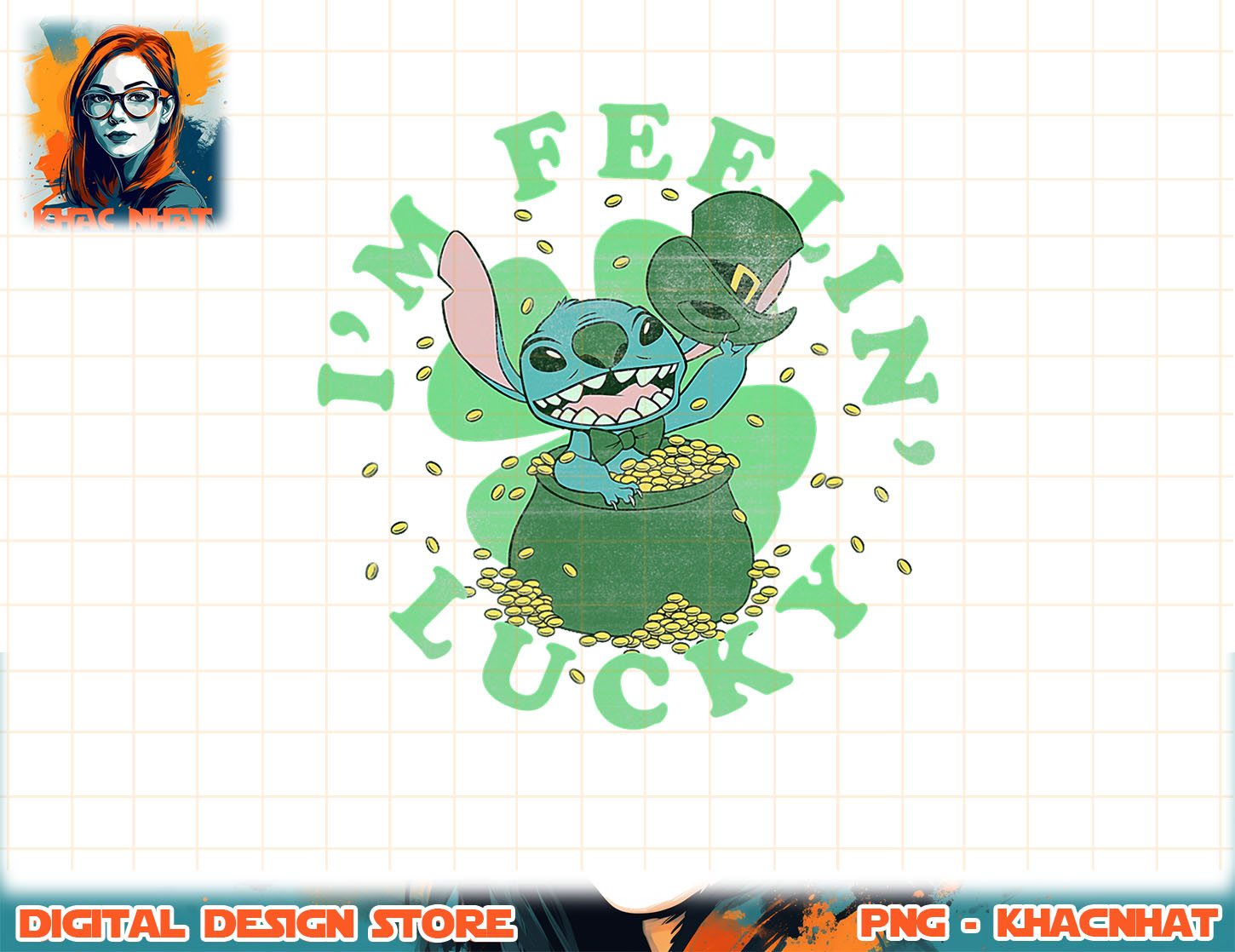 Disney Lilo & Stitch St. Patty's I'm Feeling Lucky T-Shirt c - Inspire ...