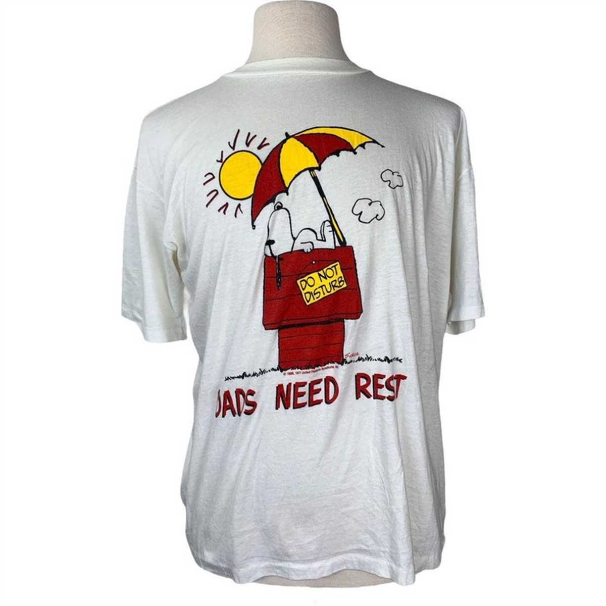 Vintage Snoopy Dad's Need Rest T-Shirt White Single Stitch - Inspire Uplift