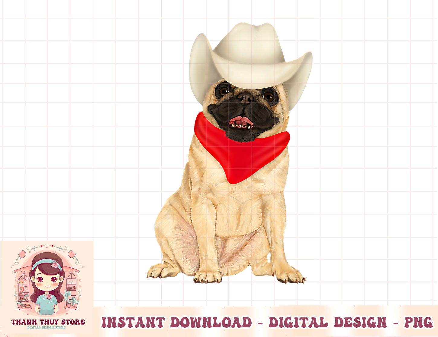 Cowboy pug - Western dog in a cowboy hat png - Inspire Uplift