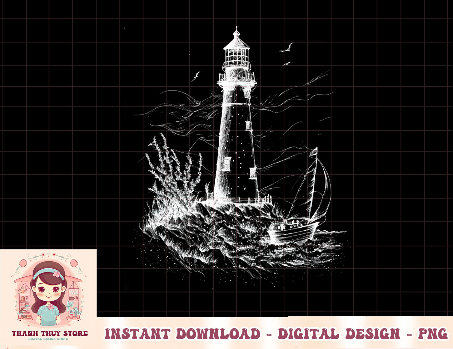 Dark Nautical Aesthetic Lighthouse Rowboat Boat Western Sea | Inspire ...