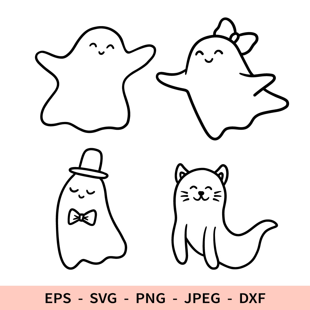 Cute ghost Svg Halloween Dxf Cat ghost Svg File for Cricut F | Inspire ...