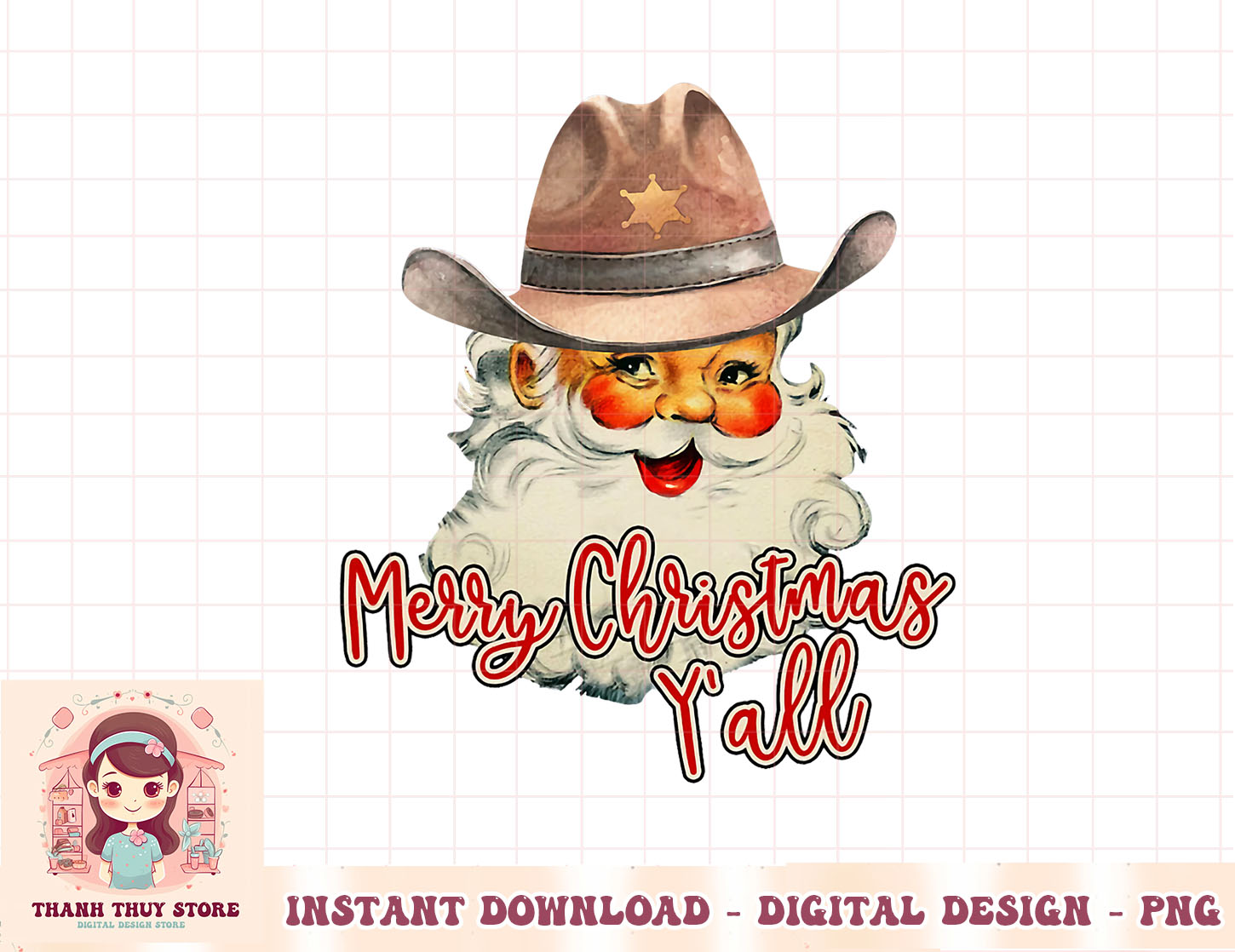 Santa Claus Merry Christmas Y'all Western Country Cowboy png - Inspire ...