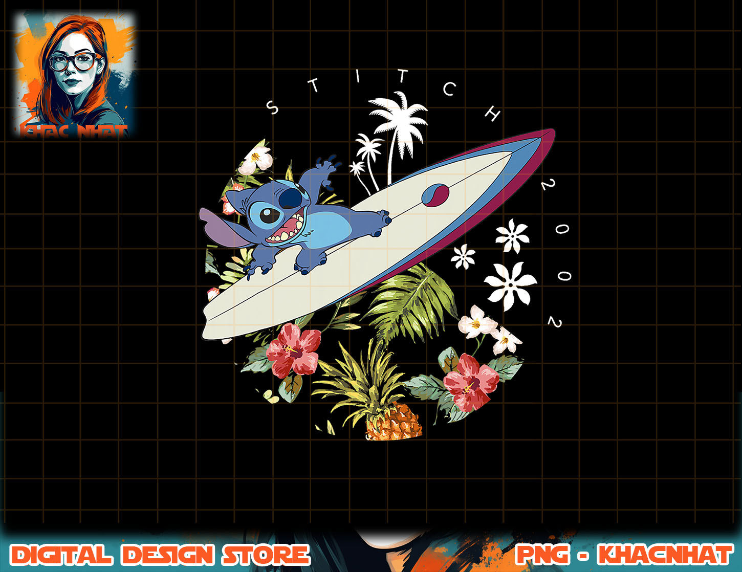 Disney Lilo & Stitch Surfing Stitch 2002 T-Shirt copy png - Inspire Uplift