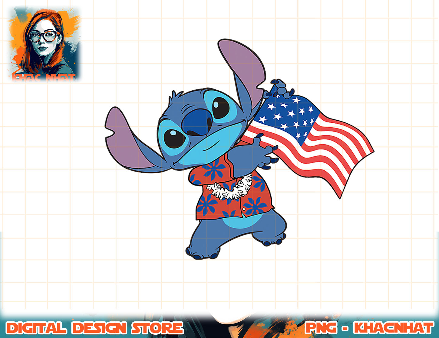 Disney Lilo & Stitch Tropical Stitch American Flag T-Shirt c | Inspire ...