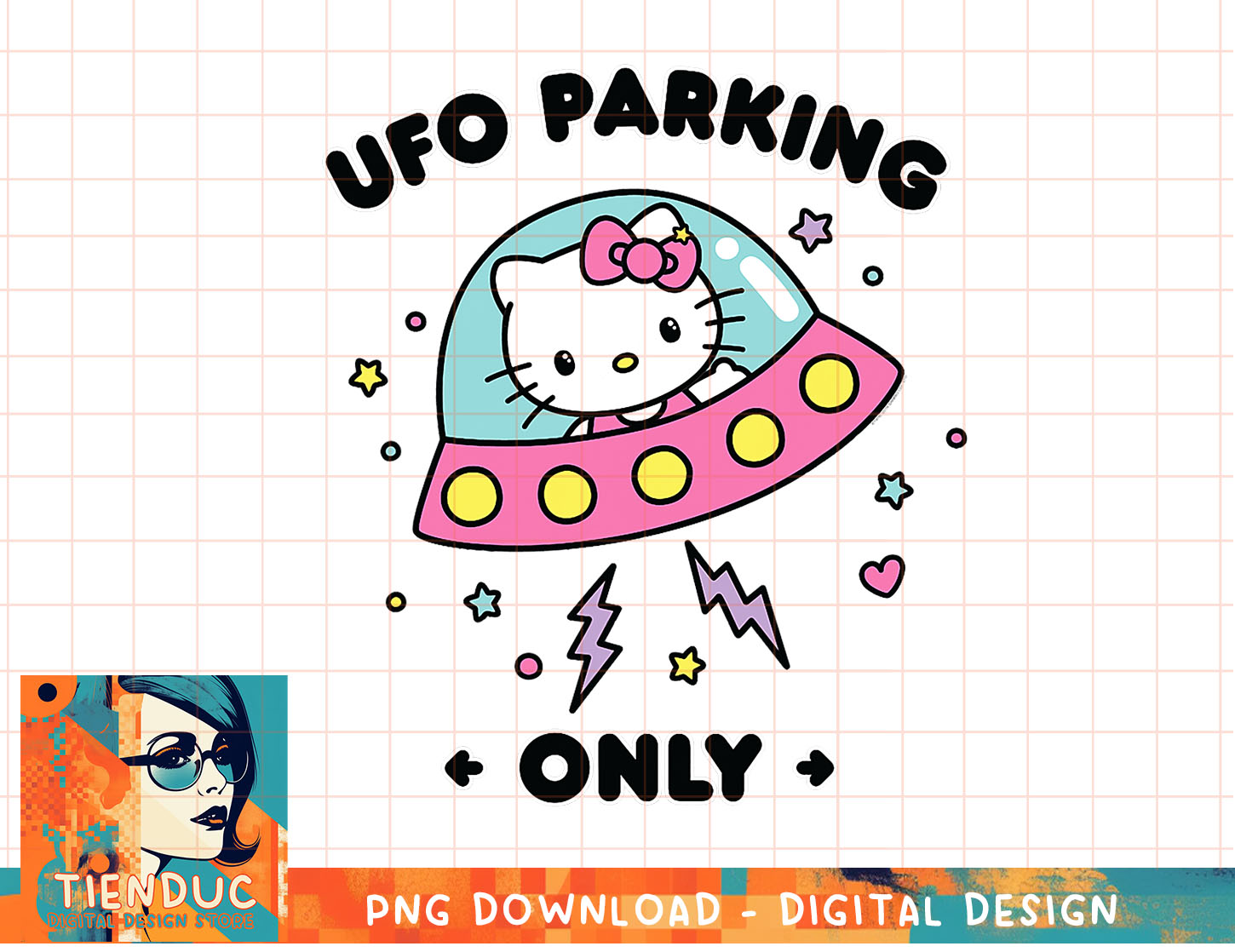 Hello Kitty UFO Parking Only Area 51 Alien Spaceship T-Shirt - Inspire ...