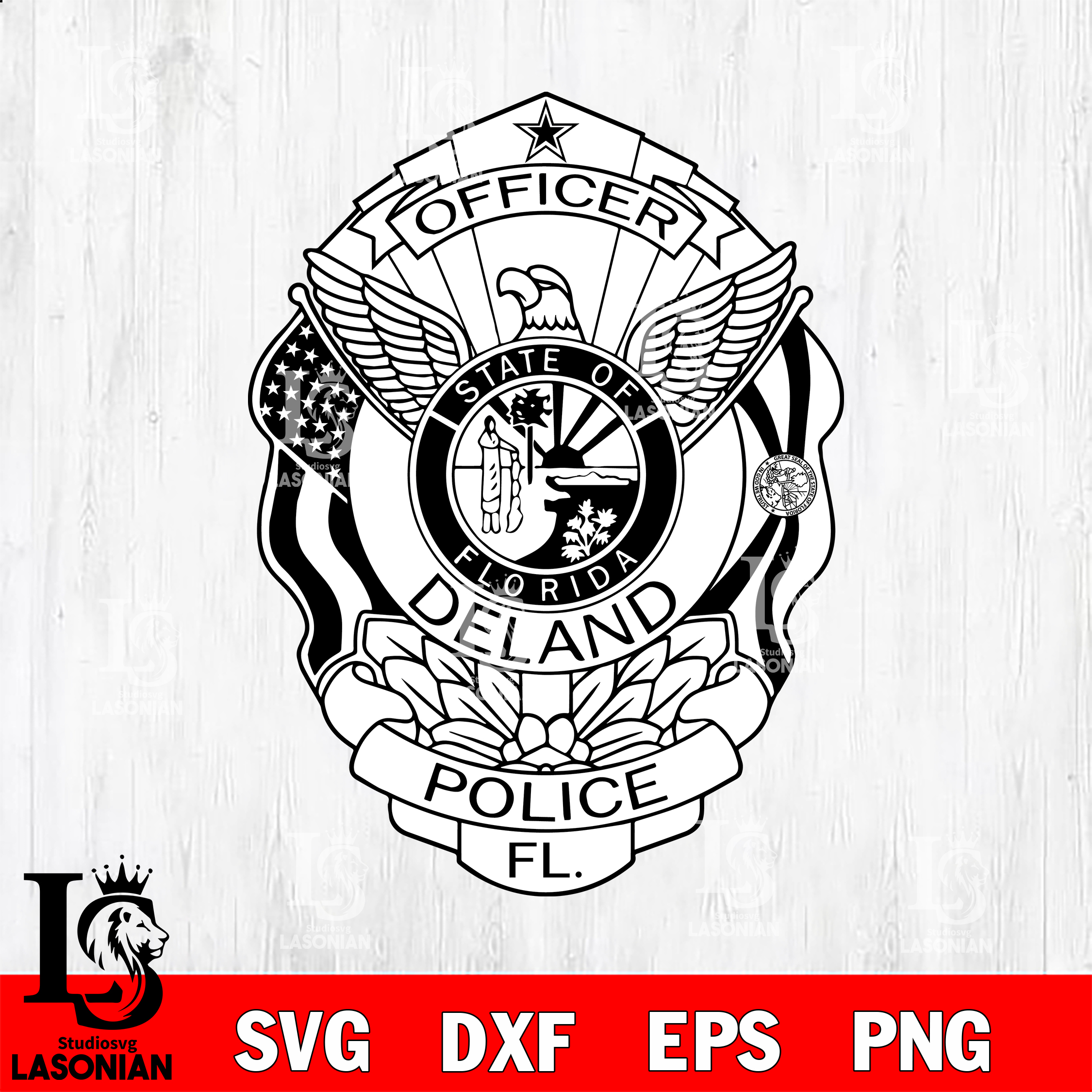 Deland Florida Police Officer Badge svg, Digital download - Inspire Uplift