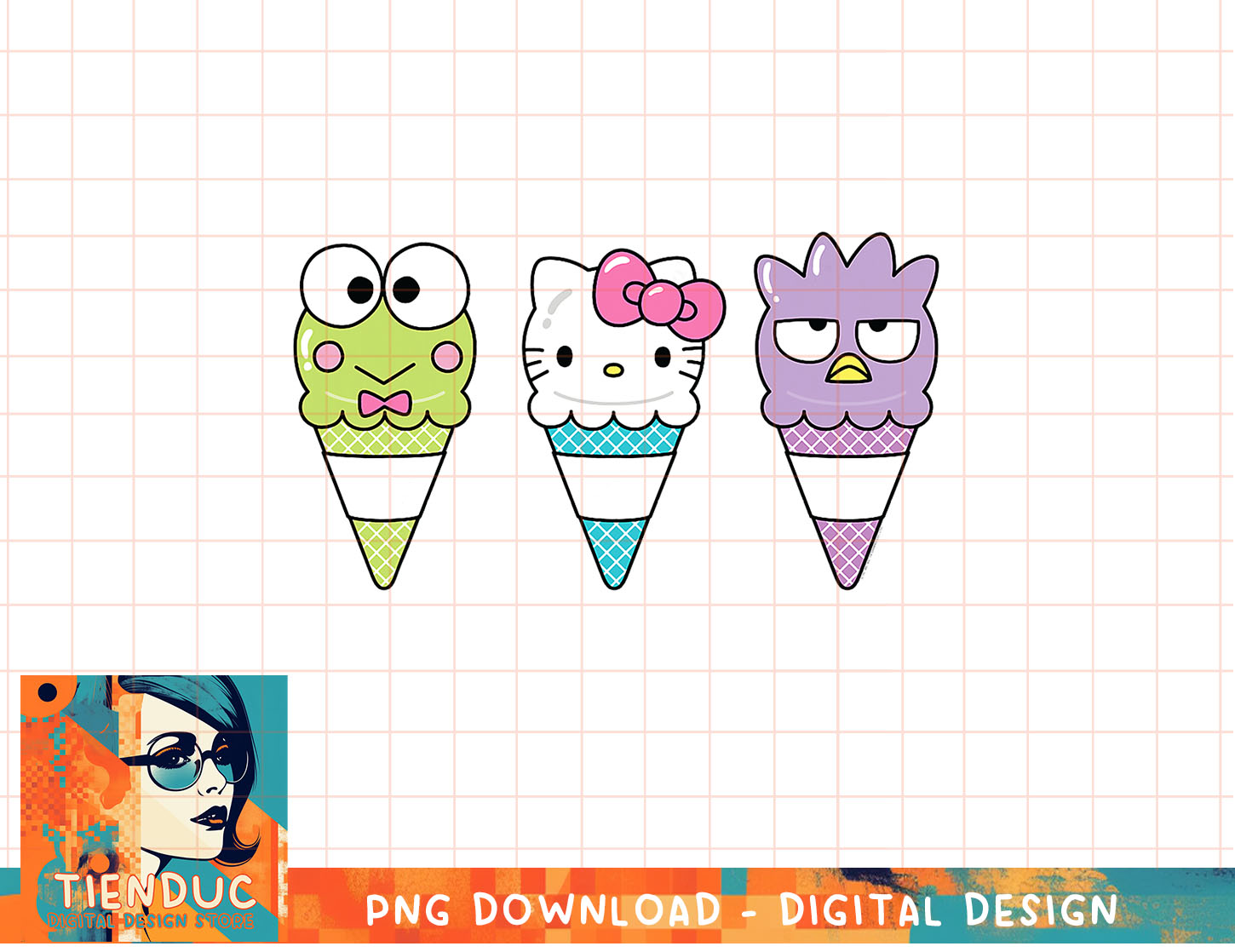 Hello Sanrio Keroppi Hello Kitty Badtz-Maru Ice Cream Cone T | Inspire ...