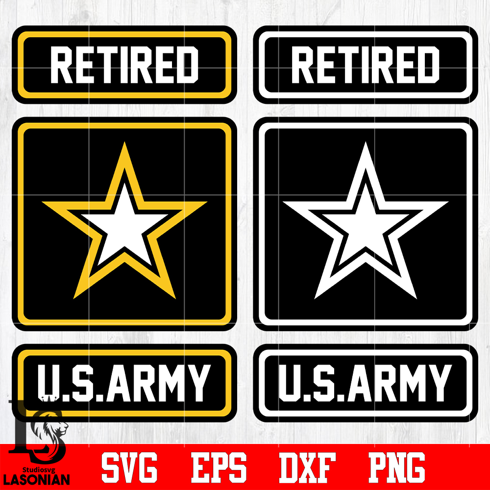 Badge Retired US Army Colorful,B&W svg eps dxf png file, dig | Inspire ...