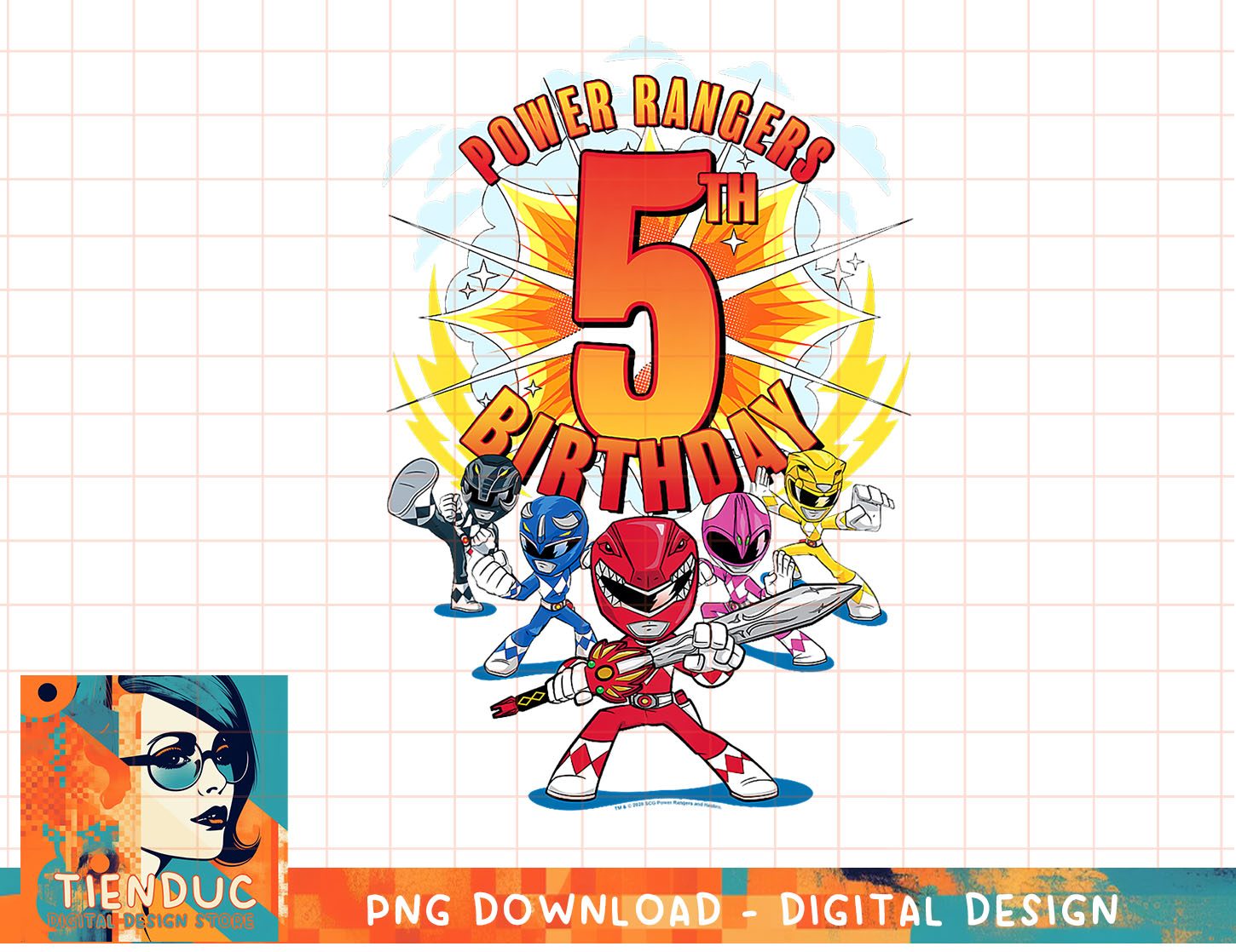 Kids Power Rangers 5th Birthday Power Pose Group T-Shirt cop | Inspire ...