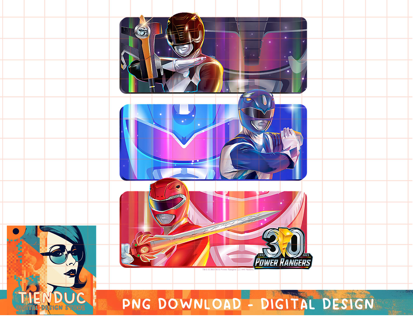 Kids Power Rangers 30th Anniversary Black Blue Red Cosmic Pa | Inspire ...