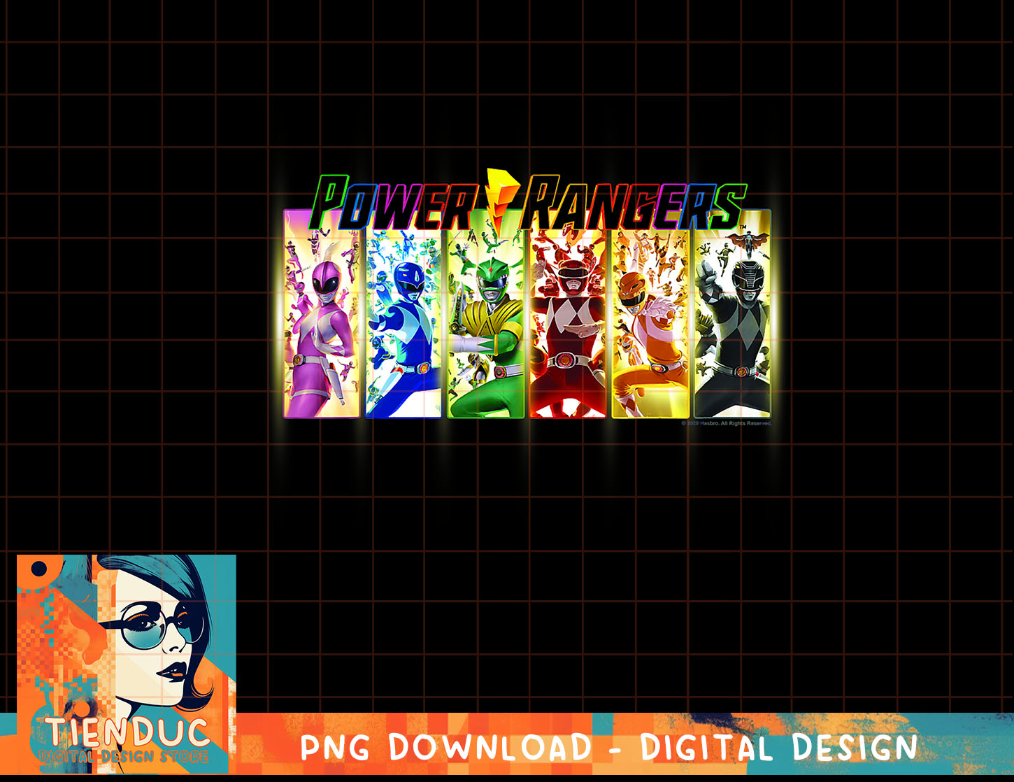 Power Rangers Action Lightning Rainbow Panel Portraits T-Shi - Inspire ...
