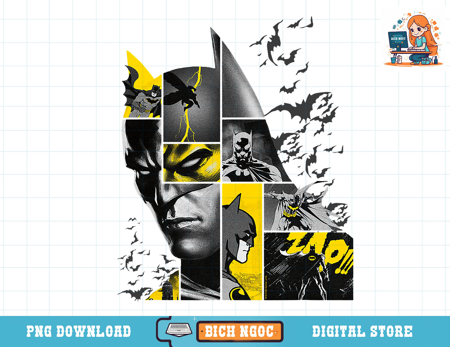 Batman 80 Years Bat Panels Dark T-Shirt copy png | Inspire Uplift
