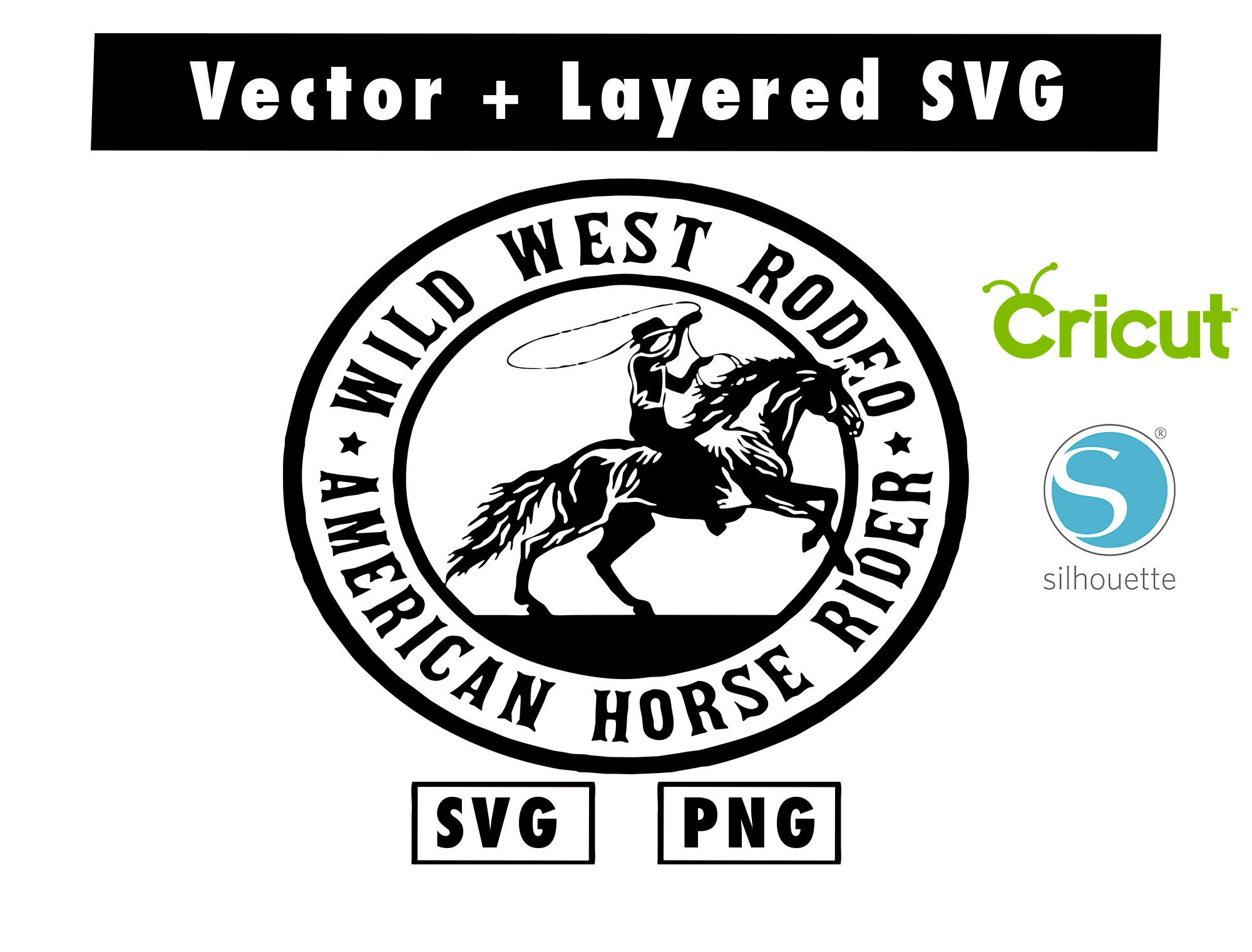 Rodeo cowboy riding horse SVG & PNG files for cricut machine | Inspire ...