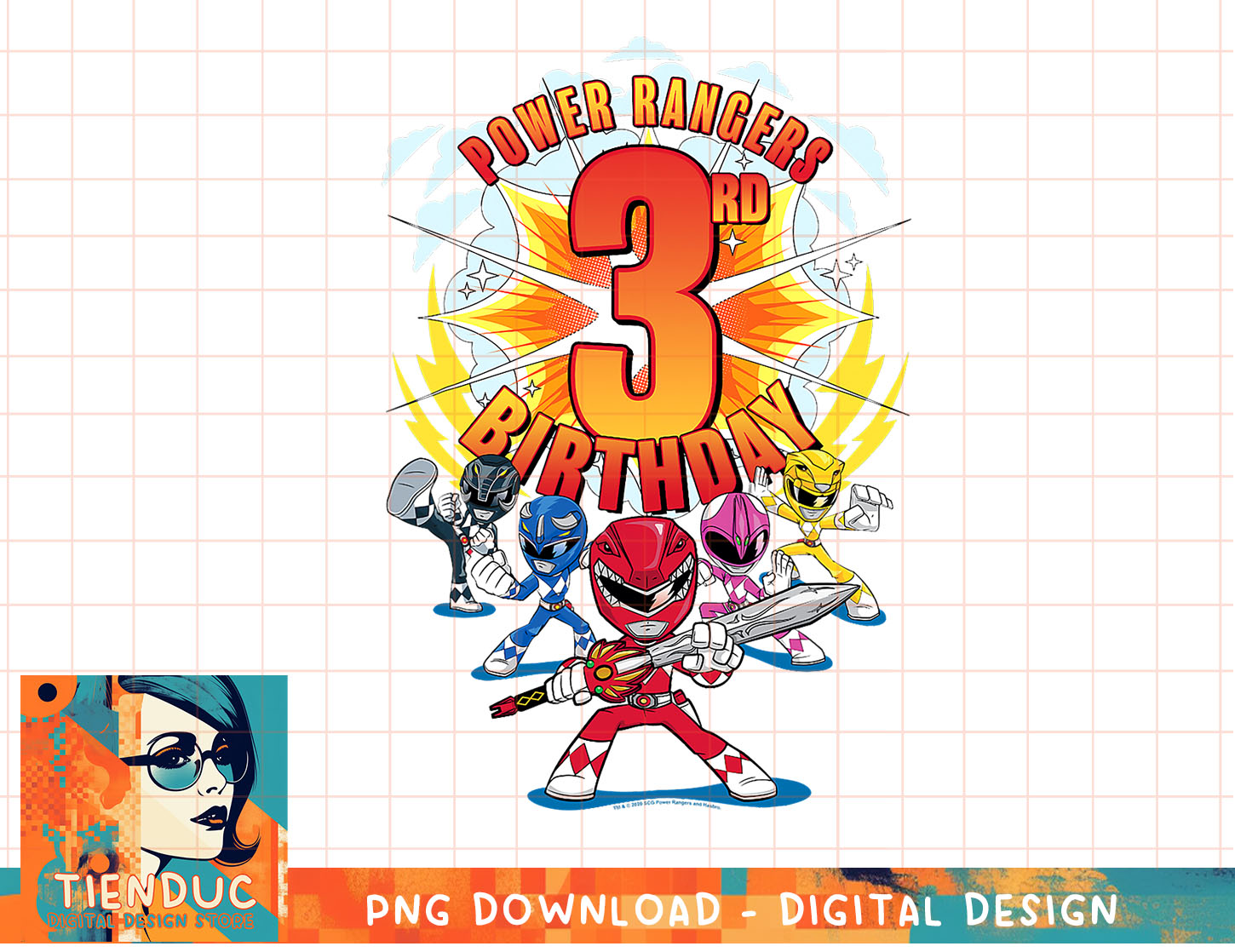 Power Rangers Awesome 3rd Birthday Mini Action Shot T-Shirt | Inspire ...