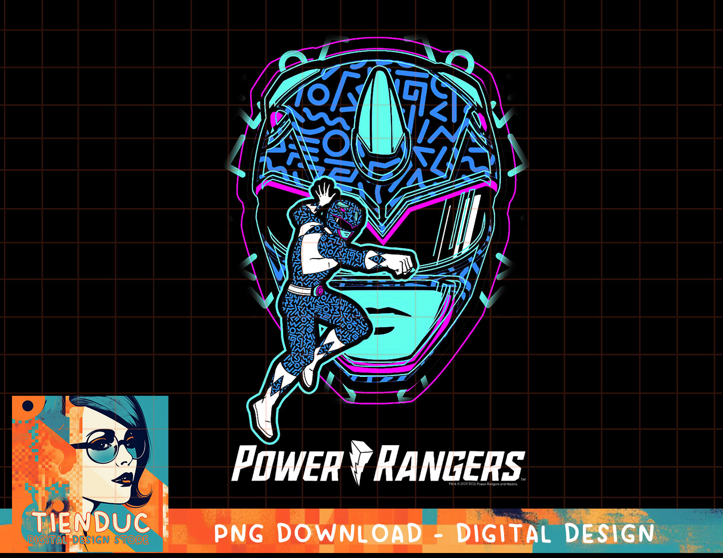Power Rangers Blue Ranger Icon Fill Helmet Silhouette T-Shir | Inspire ...