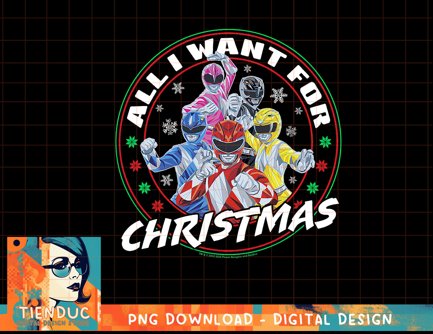 Power Rangers Christmas All I Want For T-Shirt.pngPower Rang | Inspire ...