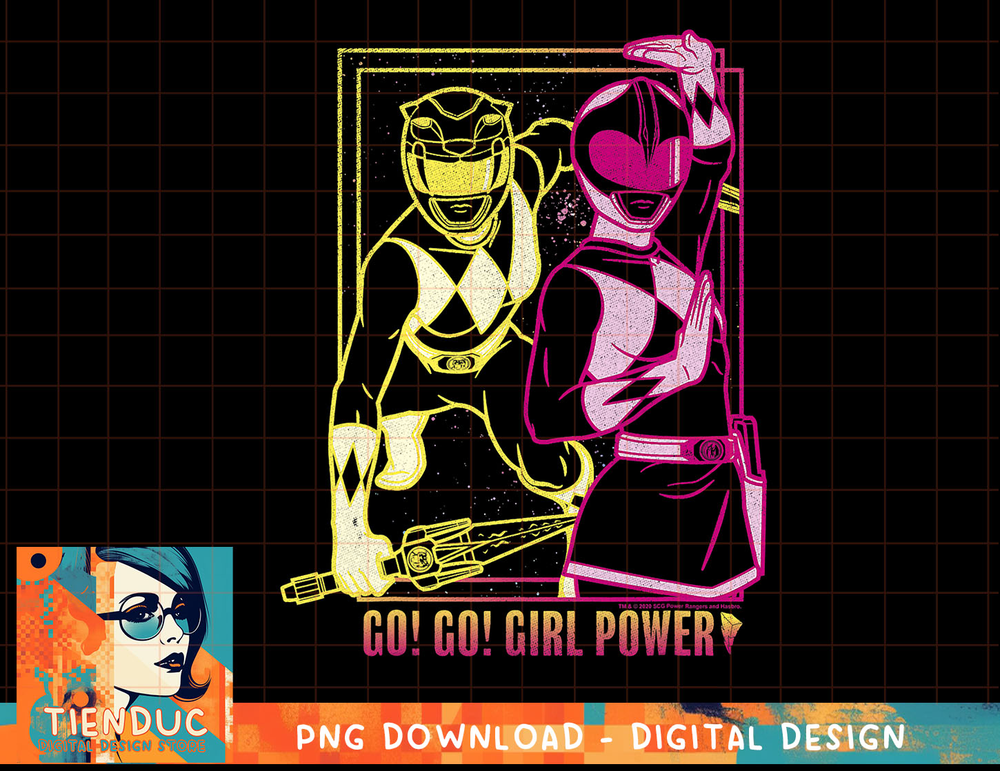 Power Rangers Go Go Girl Power Pink & Yellow Ranger Art T-Sh | Inspire ...