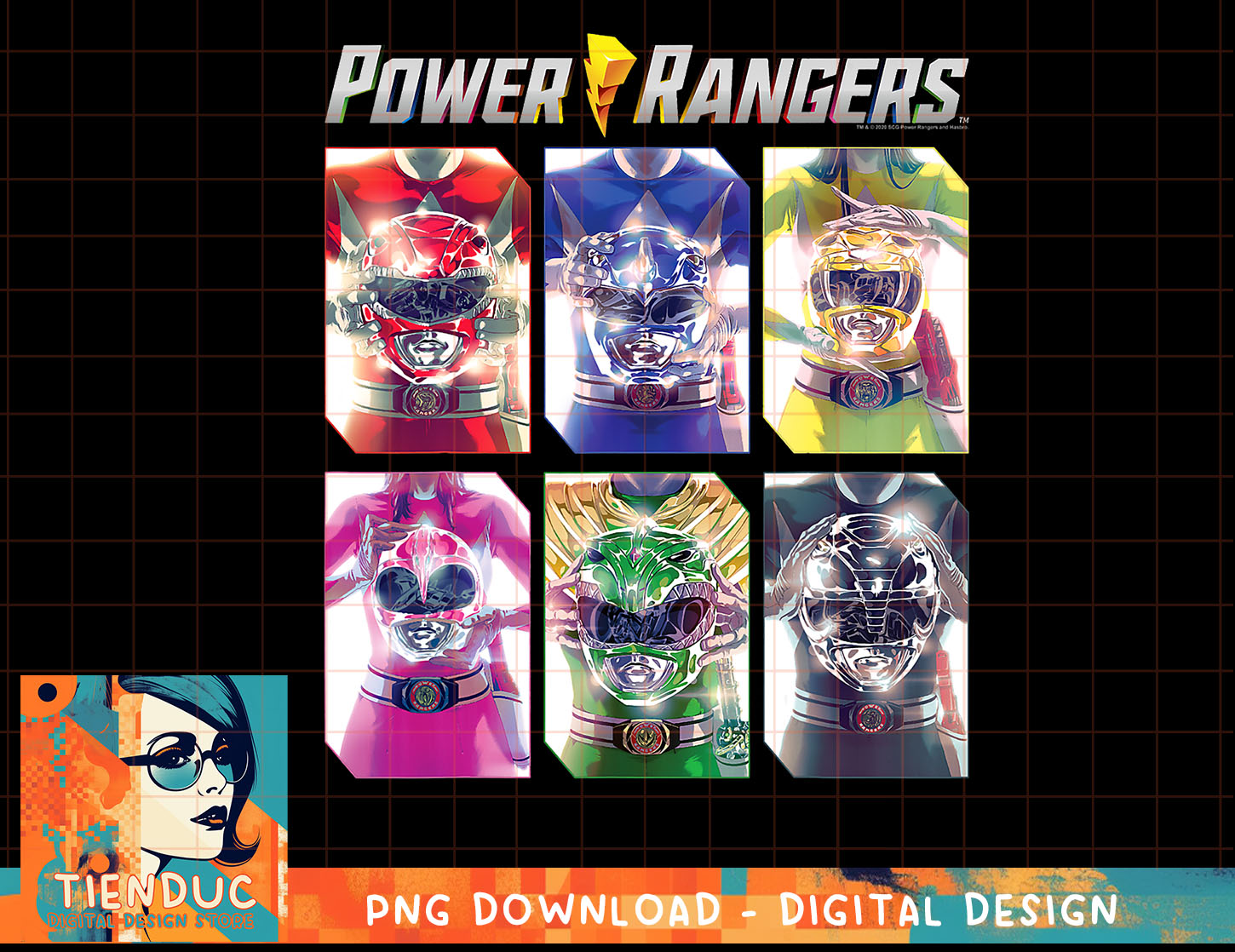 Power Rangers Graphic Color Character Helmet Panels T-Shirt | Inspire ...
