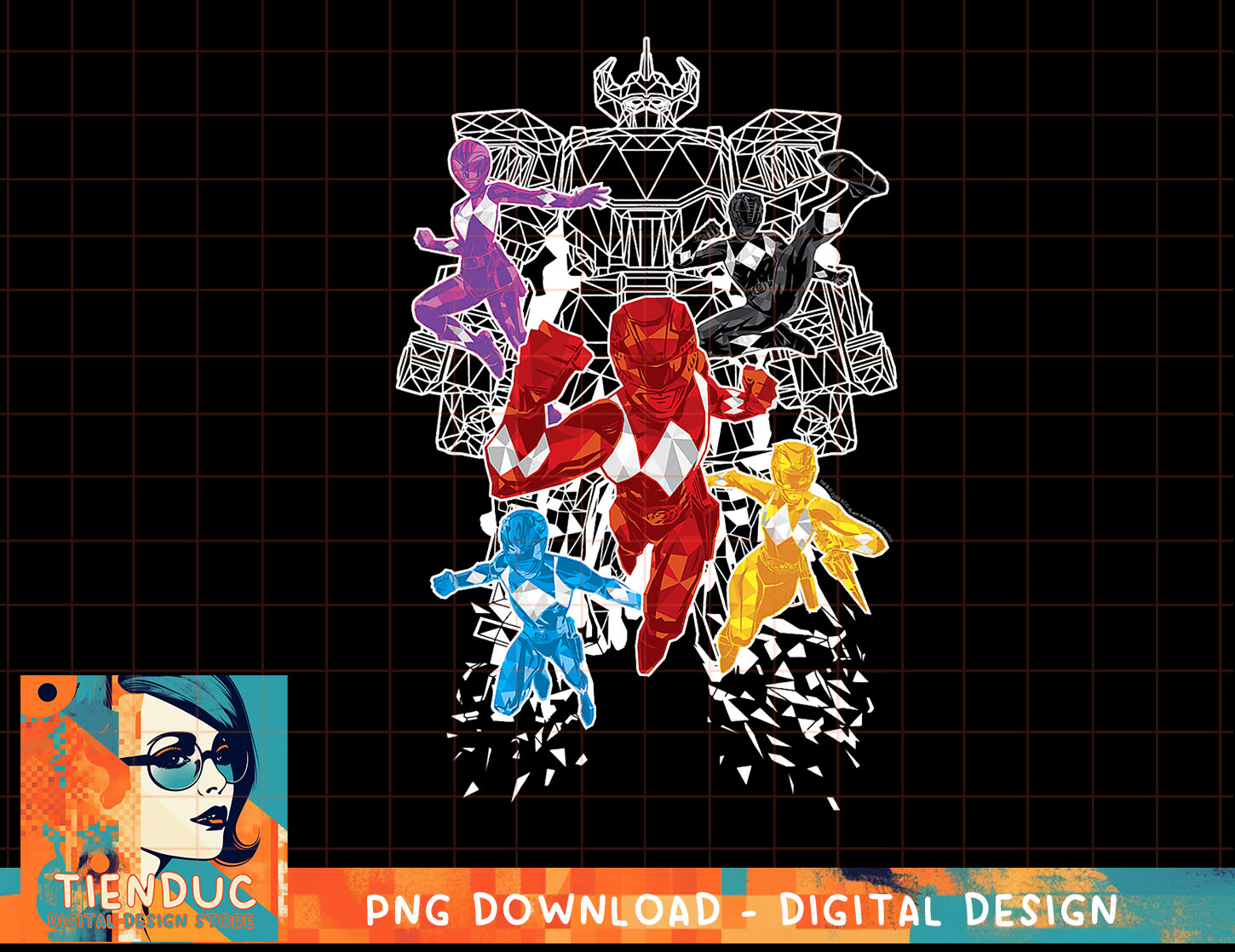 Power Rangers Morphin' Time Group Polygons Outline T-Shirt c | Inspire ...