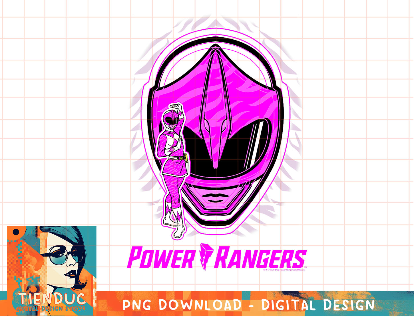 Power Rangers Pink Ranger Icon Fill Helmet Silhouette T-Shir - Inspire ...