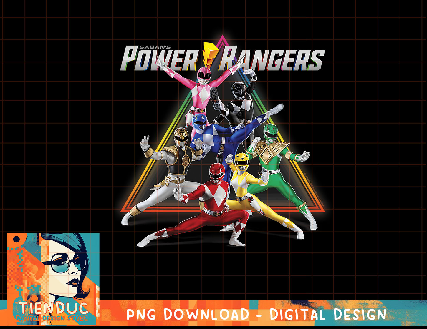 Power Rangers Rainbow Pyramid Retro Action Portrait T-Shirt. | Inspire ...