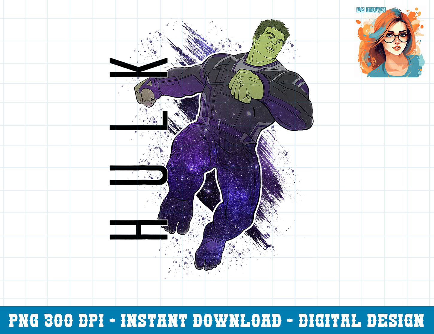 Marvel Avengers Endgame Hulk Galaxy Painted Graphic png, sub | Inspire ...
