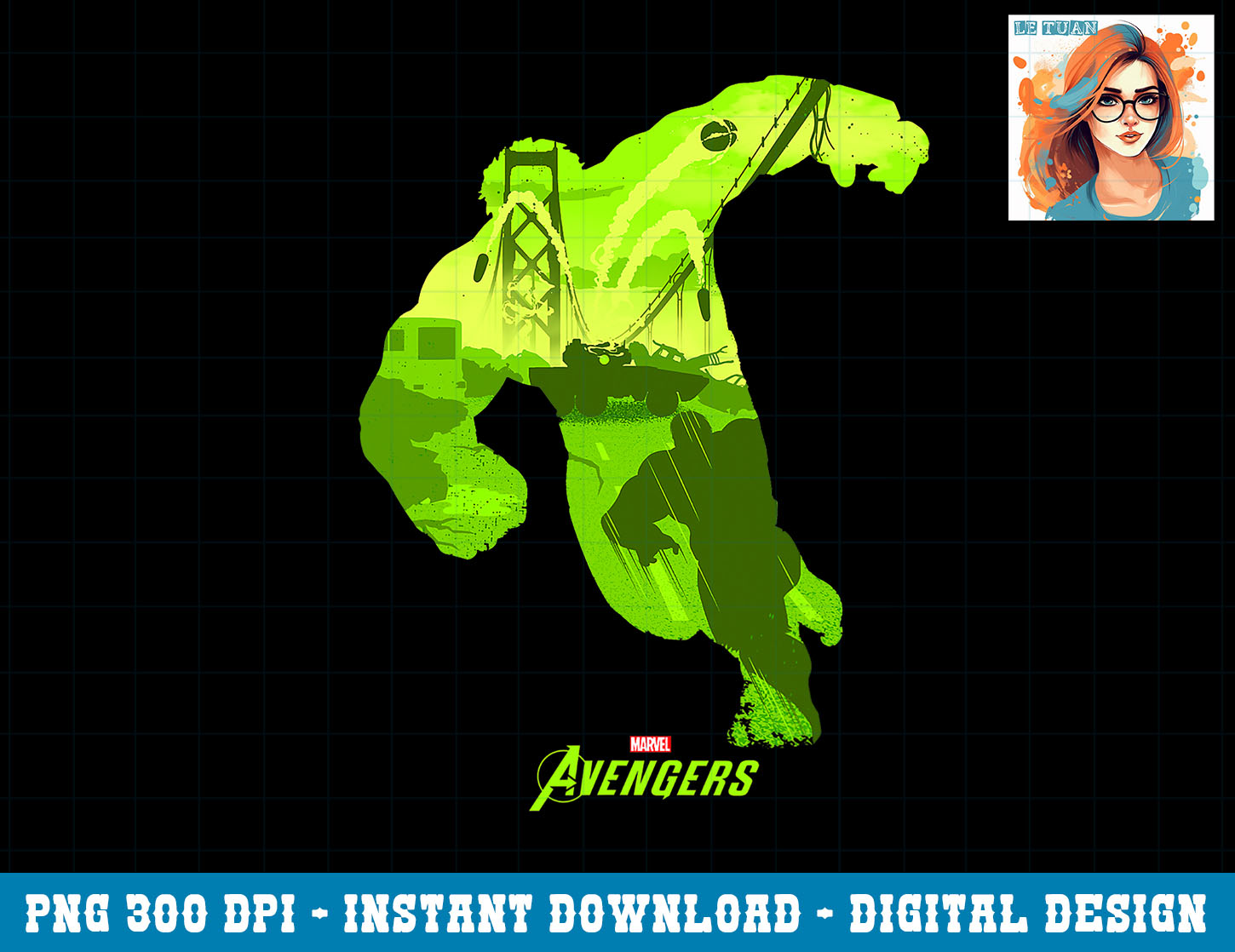 Marvel Avengers Game Hulk Silhouette Fill png, sublimation c | Inspire ...