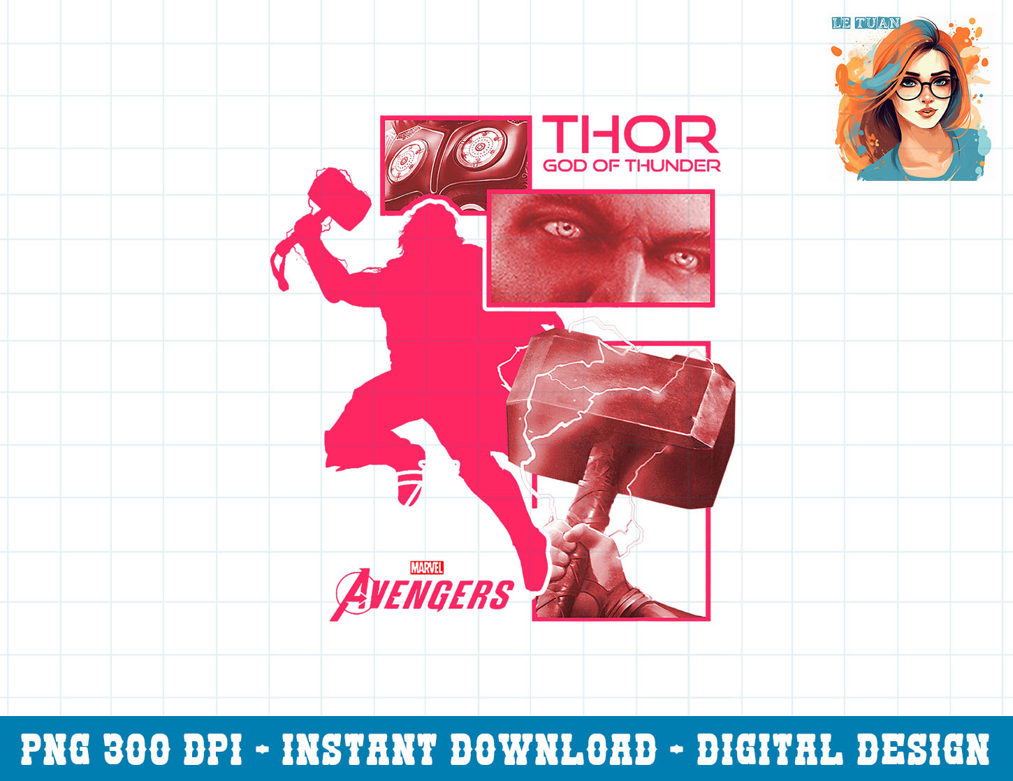 Marvel Avengers Game Thor God Of Thunder Panels png, sublima | Inspire ...