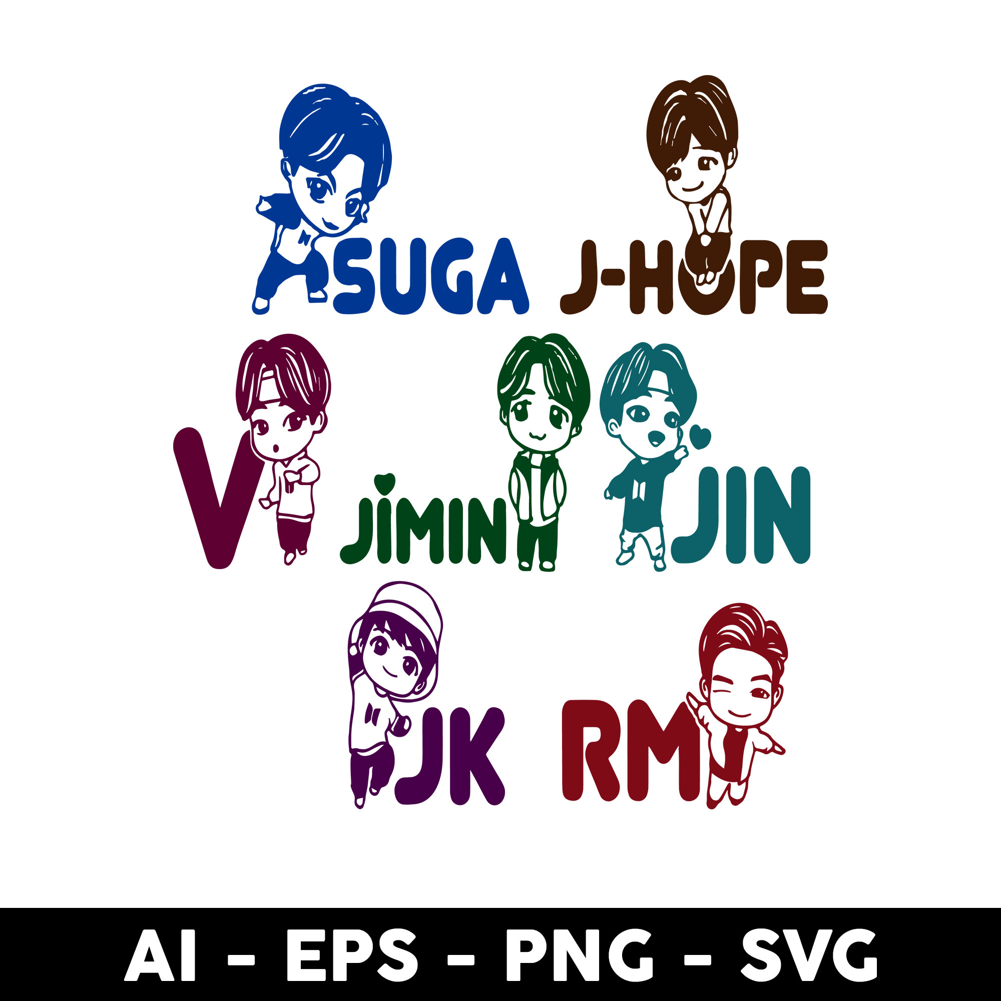Adorable 7 Different TinyTan BTS Svg, Kpop Star Svg, Adorabl | Inspire ...