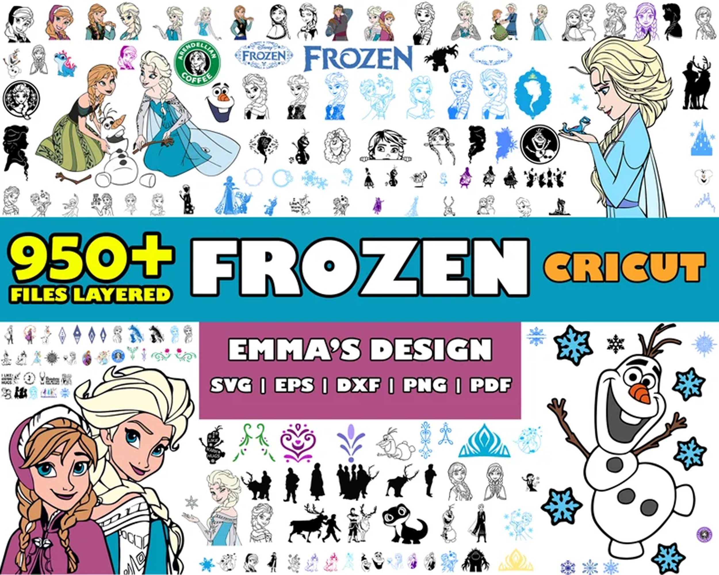 Frozen Bundle Svg, Princess Frozen Svg, Disney Svg, Png Pdf | Inspire ...