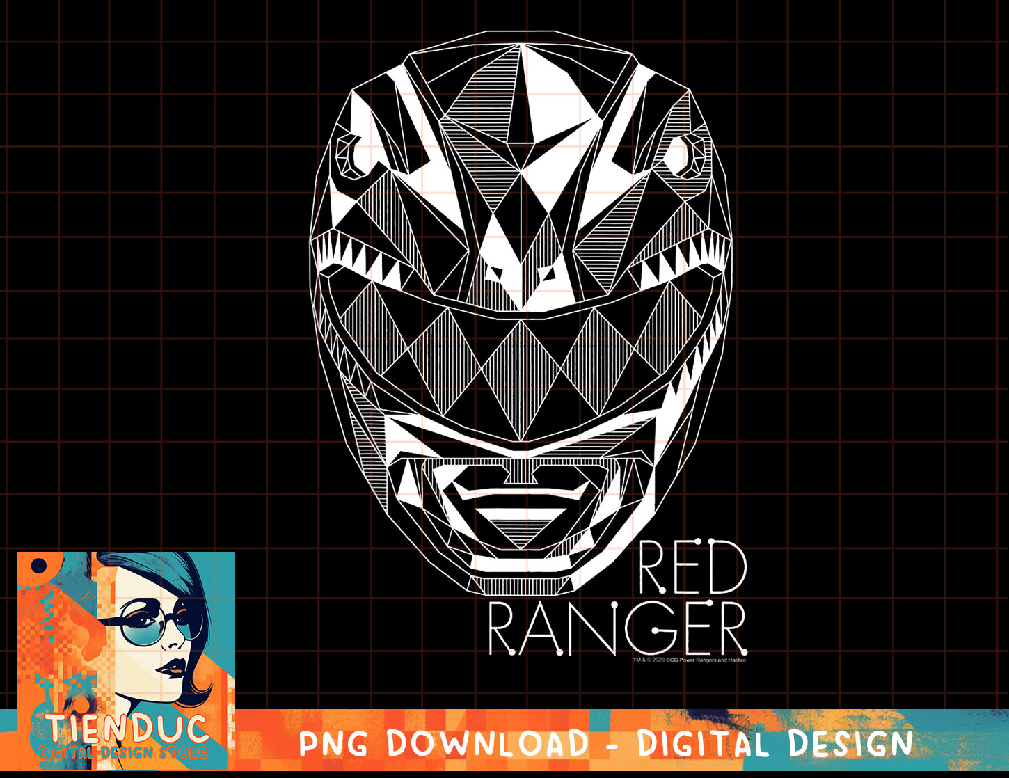 Power Rangers Red Ranger Geometric Silhouette Line Art T-Shi | Inspire ...