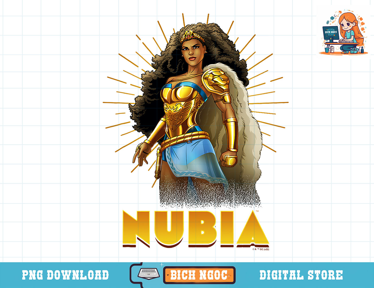 DC Comics Nubia Hero Pose Portrait T-Shirt copy png | Inspire Uplift