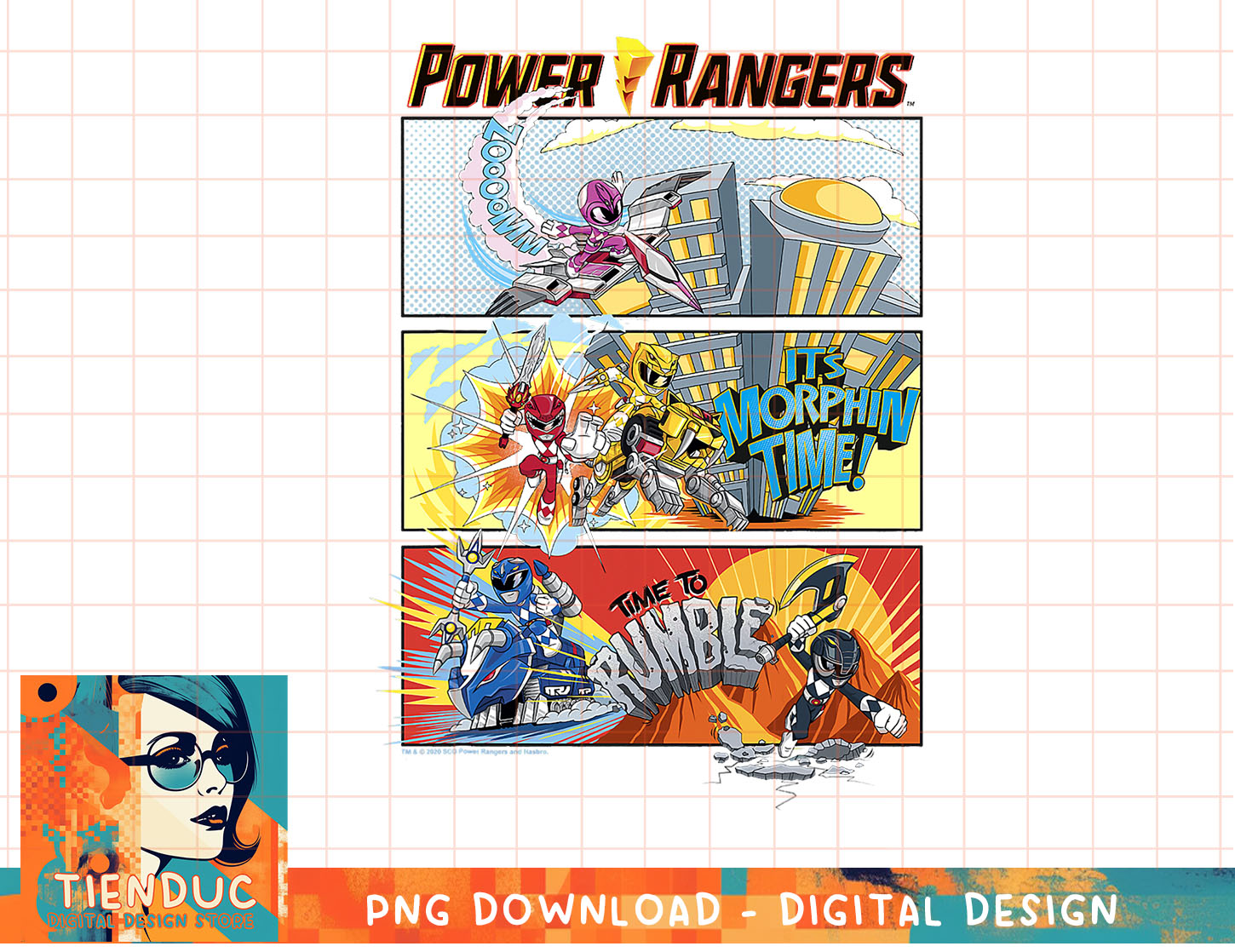 Power Rangers Time To Rumble Retro Teen Comic Panels T-Shirt | Inspire ...