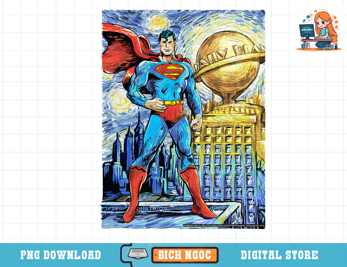 DC Comics Superman Starry Night Style Portrait T-Shirt copy | Inspire ...