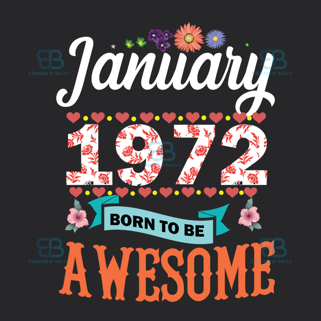January 1972 Born To Be Awesome Svg, Birthday Svg, January 1 | Inspire ...