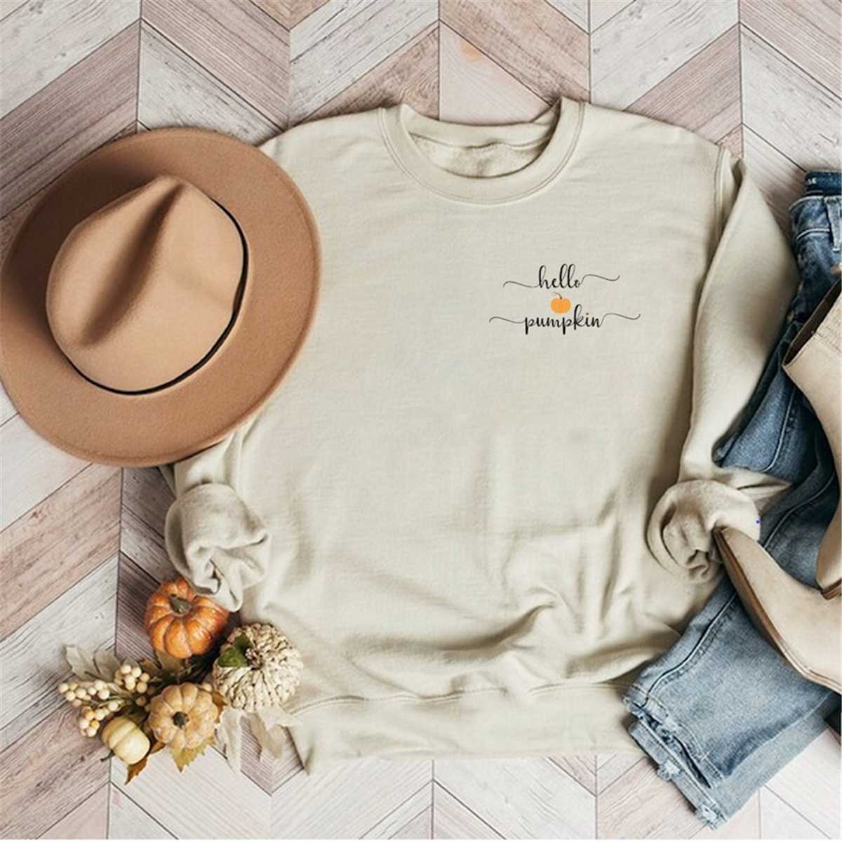Hello Pumpkin Fall Crewneck Sweatshirt, Oversized Sweatshirt | Inspire ...