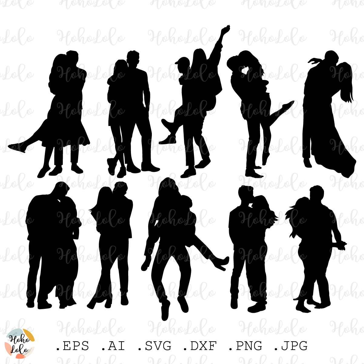 Love Couple Romantic Svg Set Silhouette Cricut files Stencil | Inspire ...